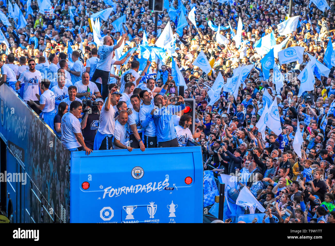 Manchester city bus parade hi-res stock photography and images - Alamy