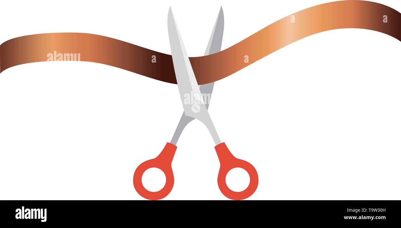 scissors with ribbon on white background Stock Vector Image & Art - Alamy