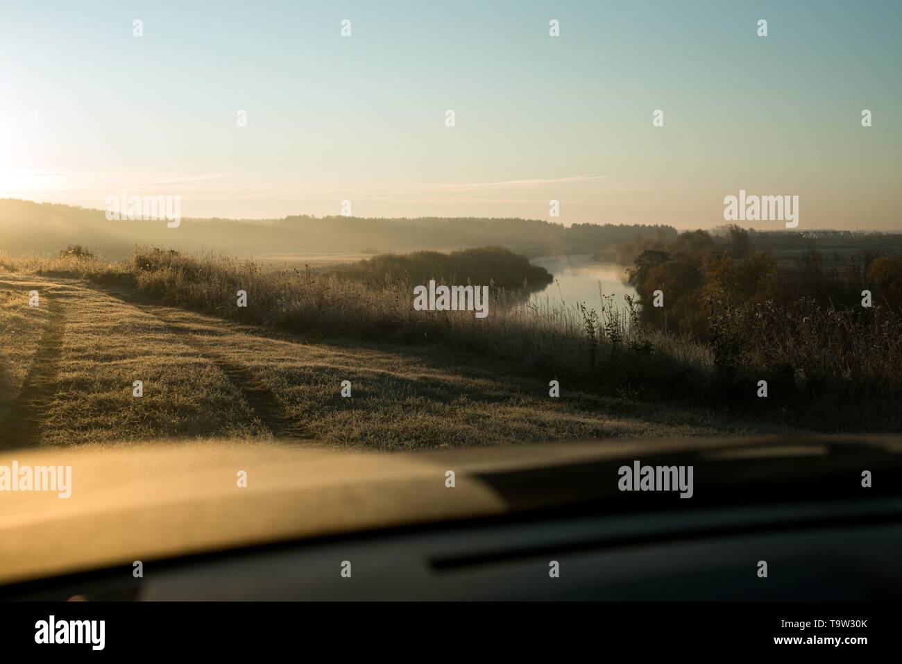 Beautiful sunrise from car window hi-res stock photography and images ...
