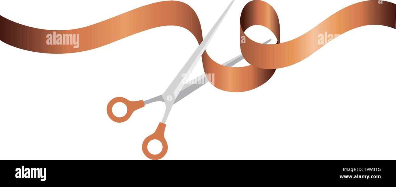 scissors with ribbon on white background Stock Vector Image & Art - Alamy