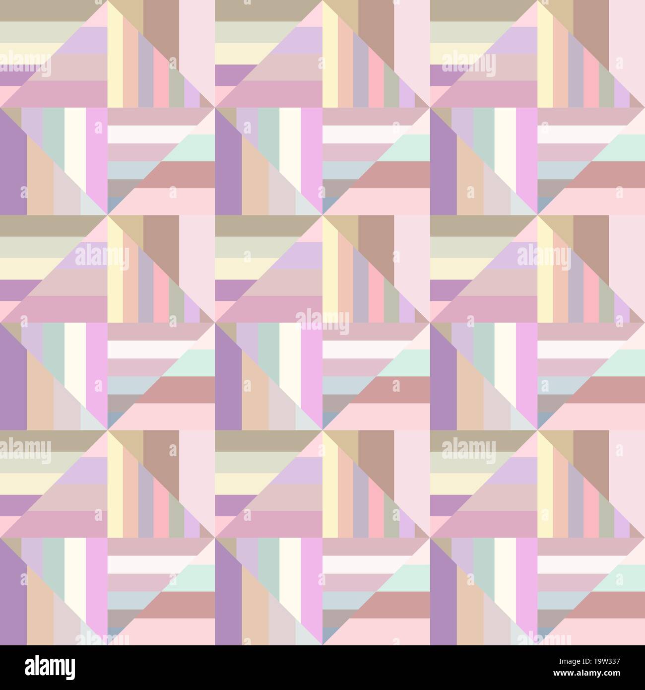 Colorful Geometric Striped Square Tile Mosaic Pattern Background Seamless Illustration Stock