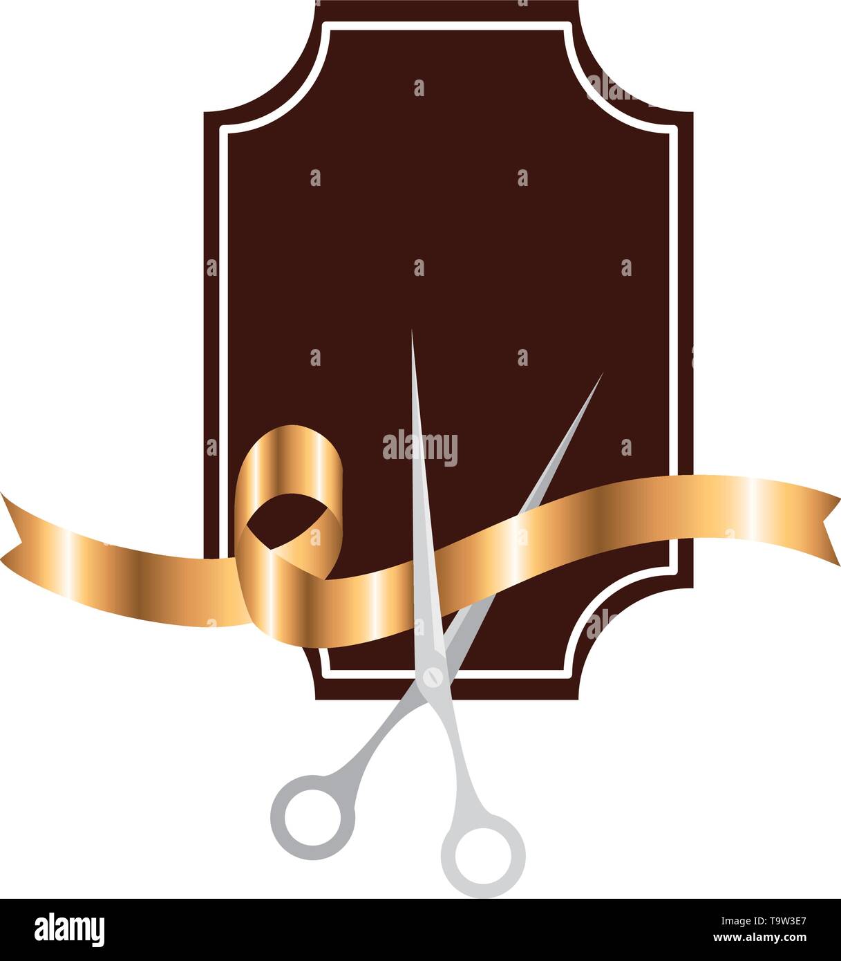 frame with ribbon and scissor in white background Stock Vector Image ...