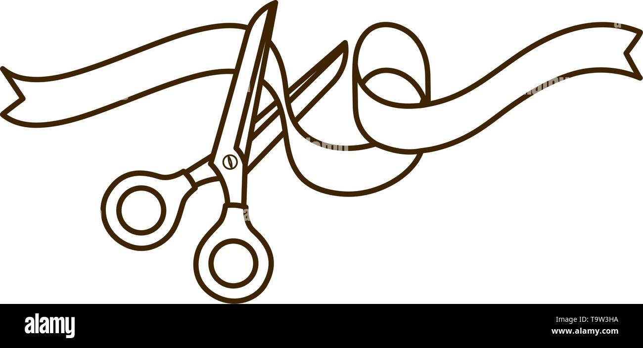 scissors with ribbon on white background Stock Vector Image & Art - Alamy