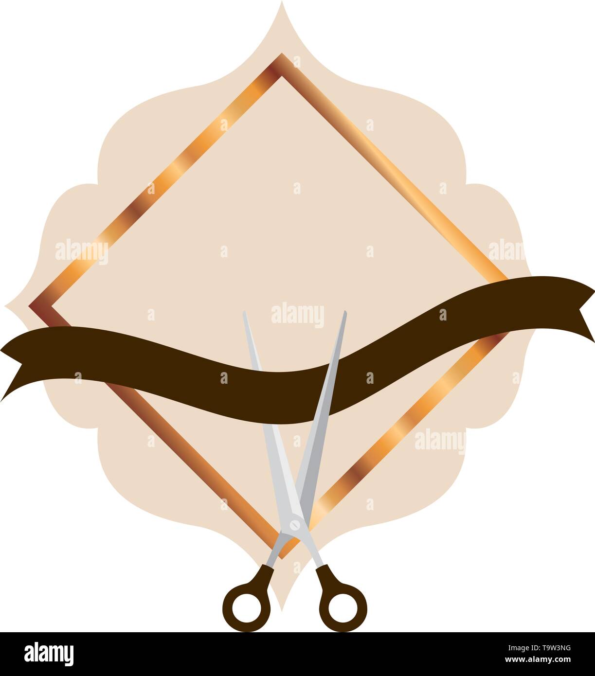 frame with ribbon and scissor in white background Stock Vector Image ...