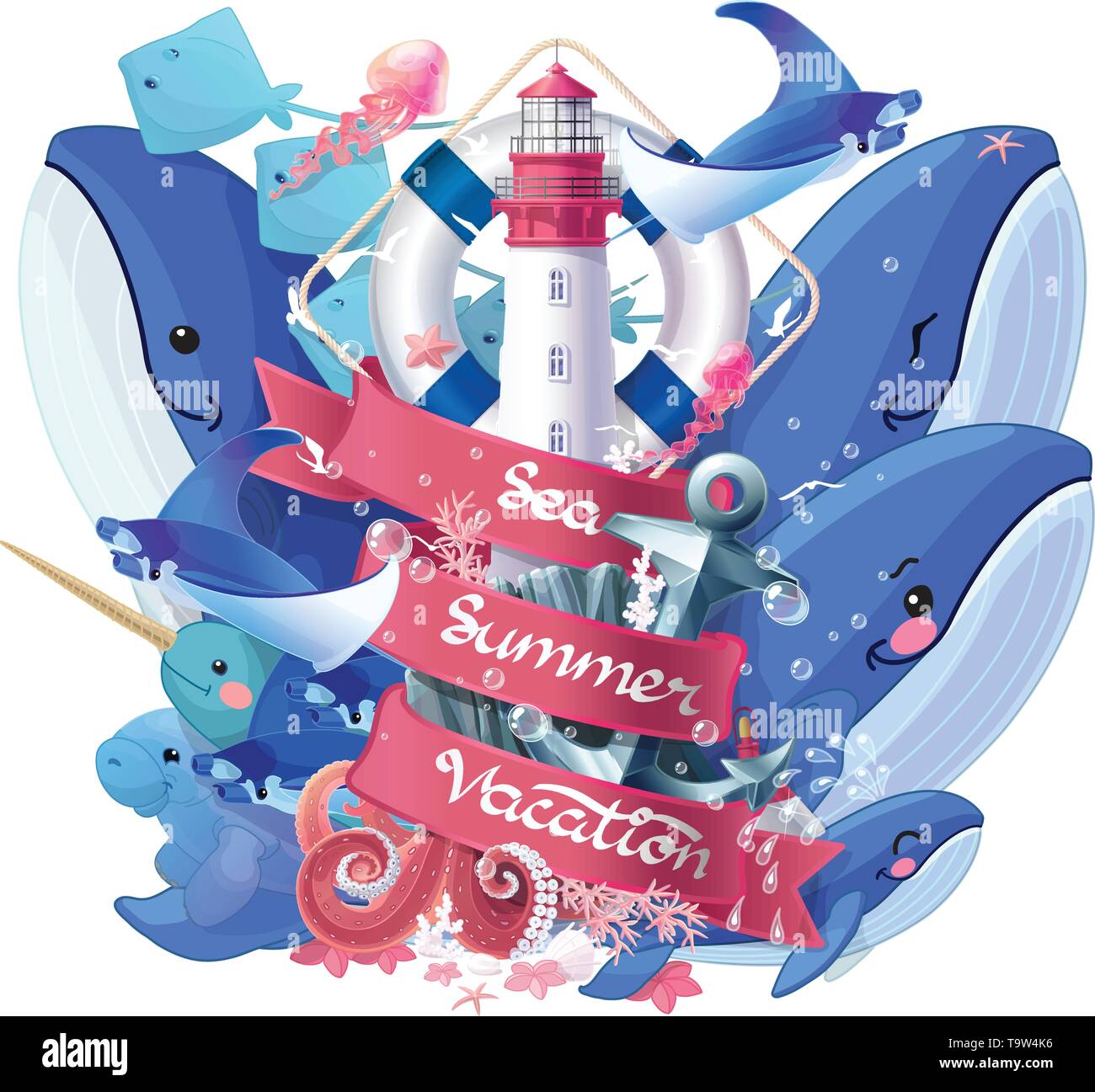 vector creative maritime ocean vacation collage Stock Vector Image ...