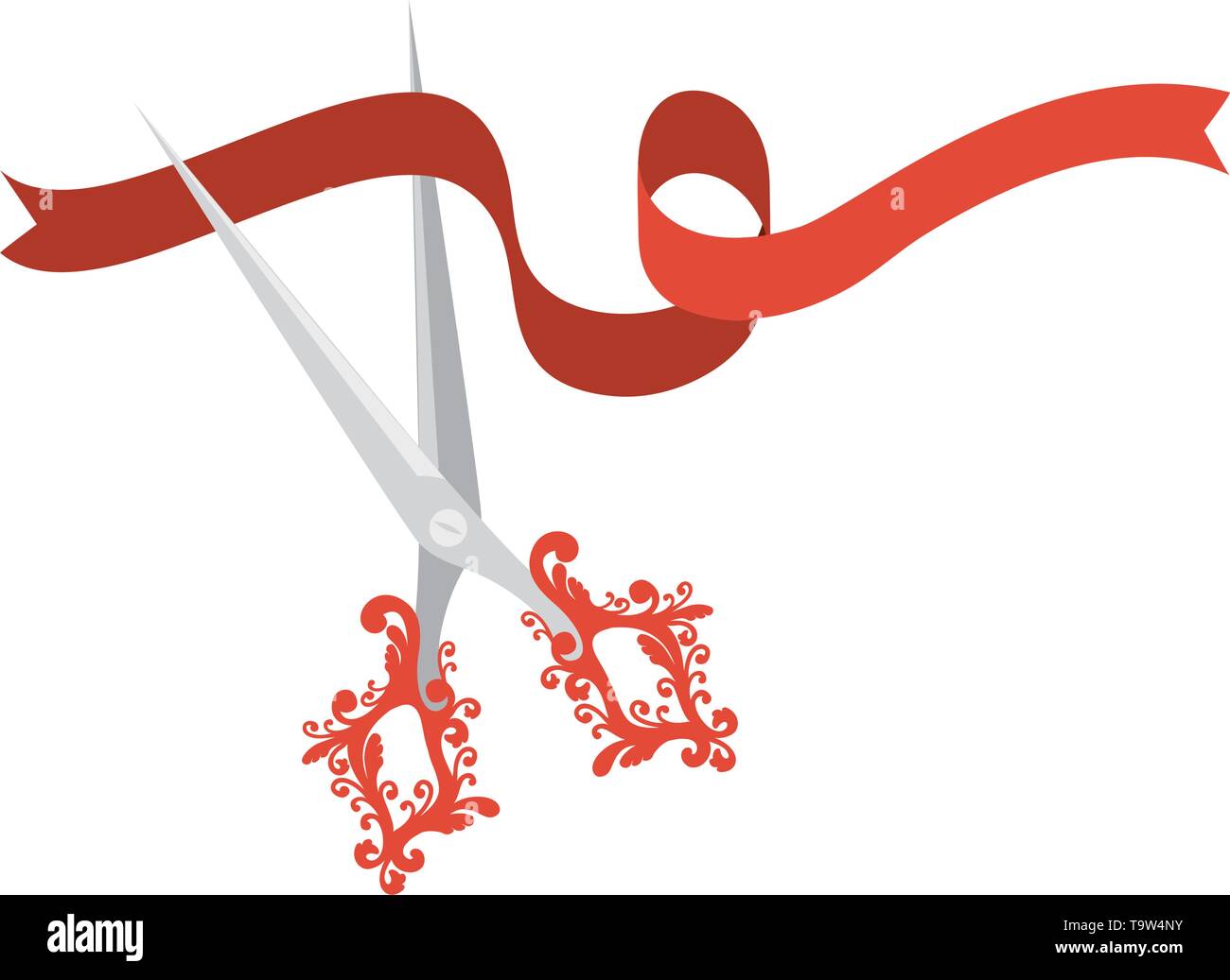 scissors with ribbon on white background Stock Vector Image & Art - Alamy