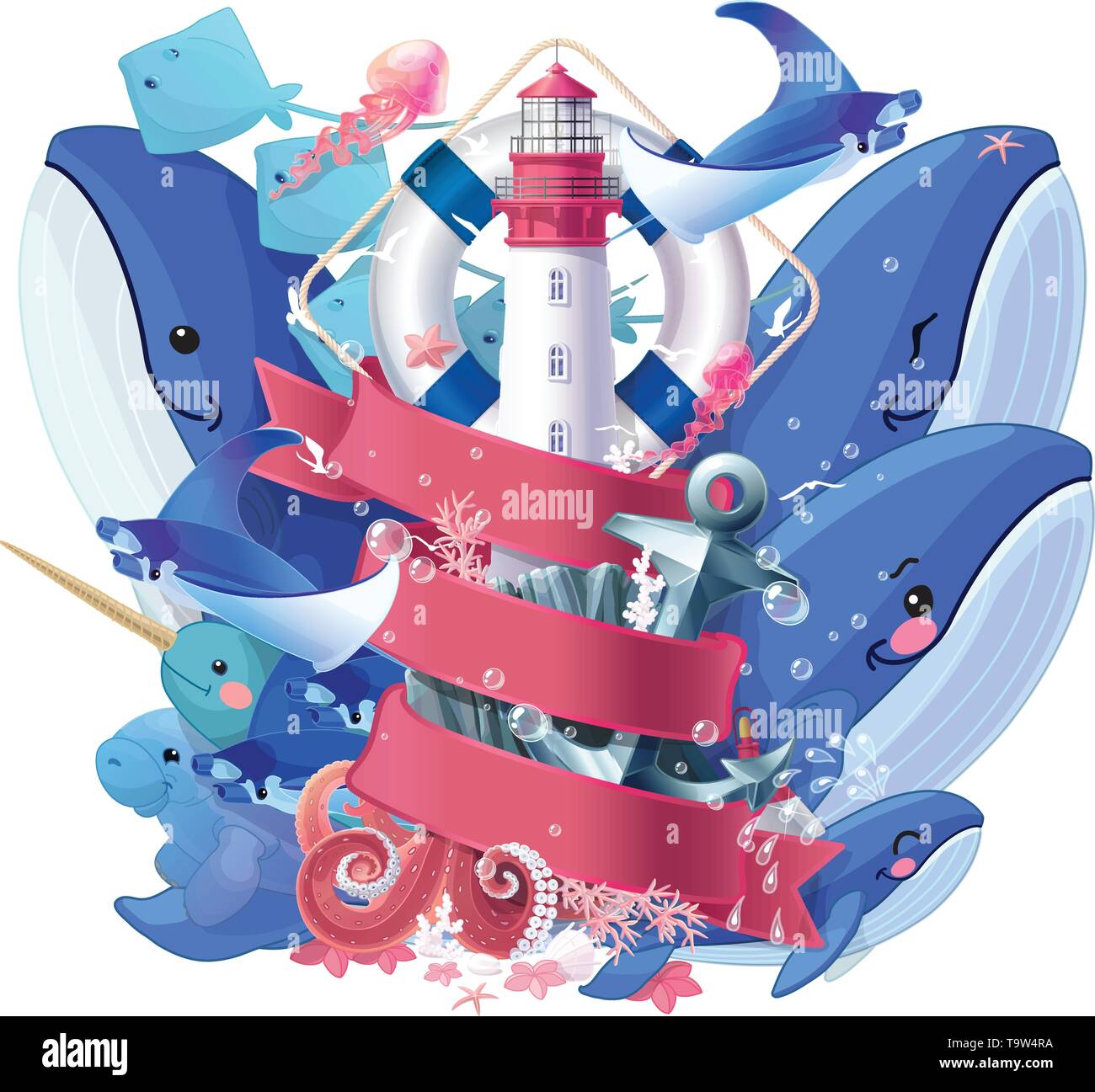 vector creative maritime ocean vacation collage Stock Vector Image ...