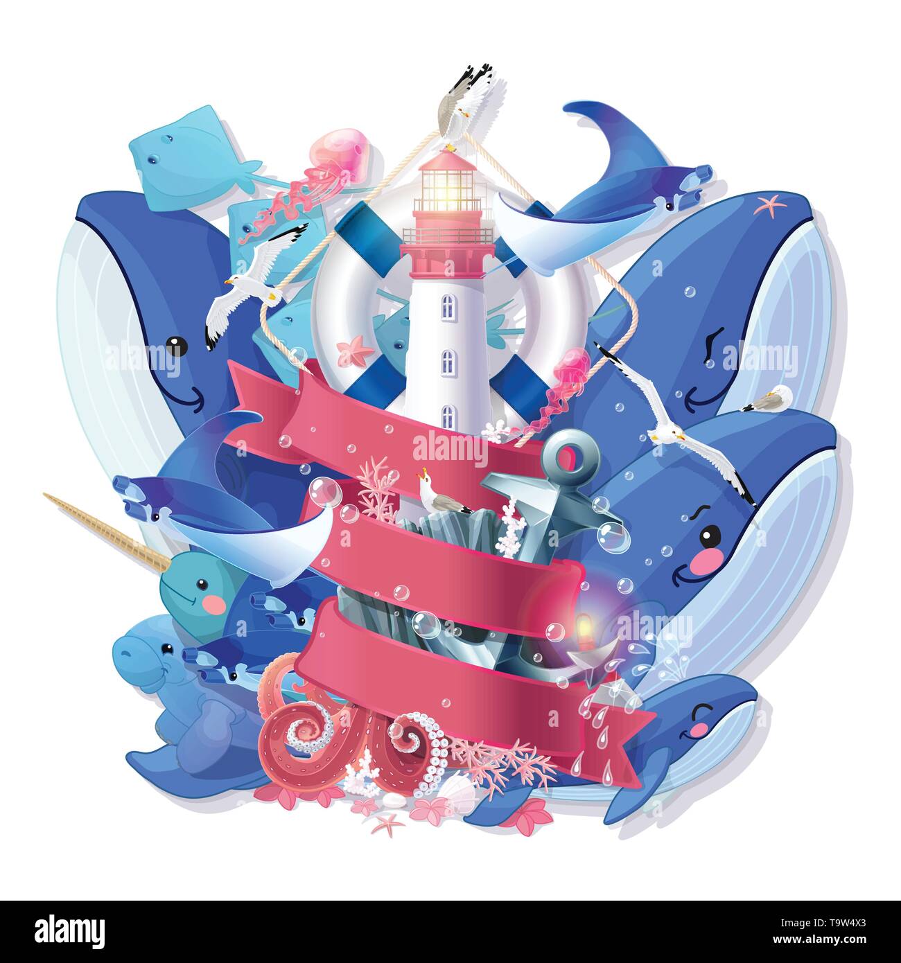 vector creative maritime ocean vacation collage Stock Vector Image ...