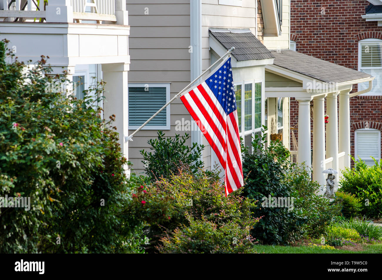 Patriotic Neighborhood with American Flags Stock Photo - Alamy