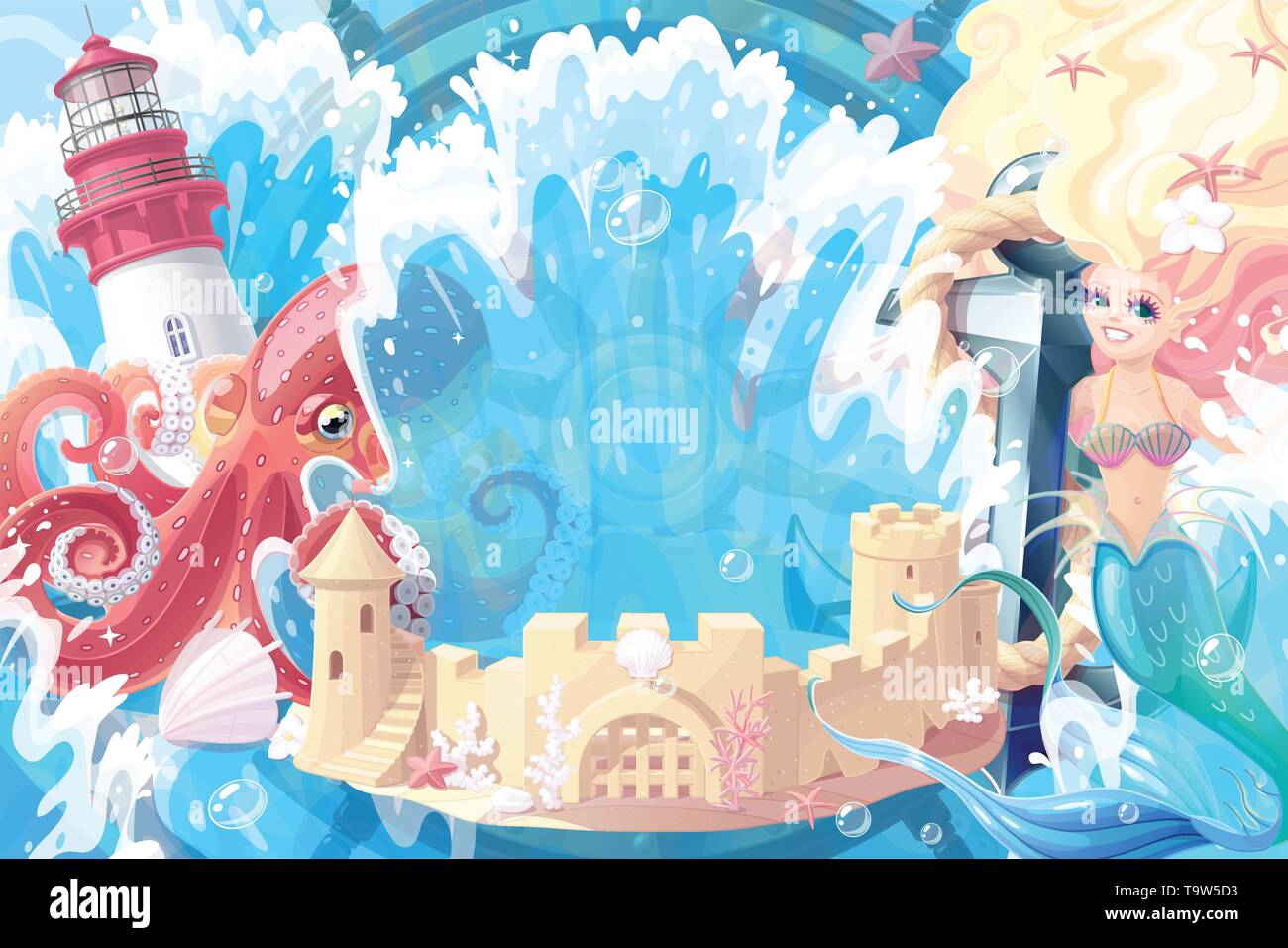 vector creative maritime ocean vacation collage Stock Vector Image ...