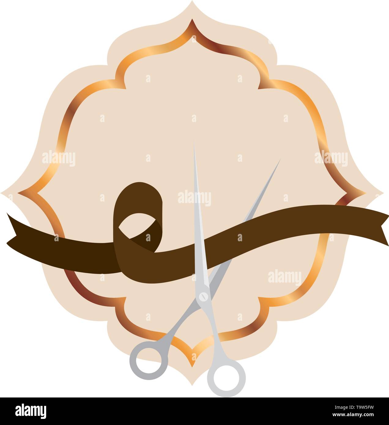 frame with ribbon and scissor in white background Stock Vector Image ...