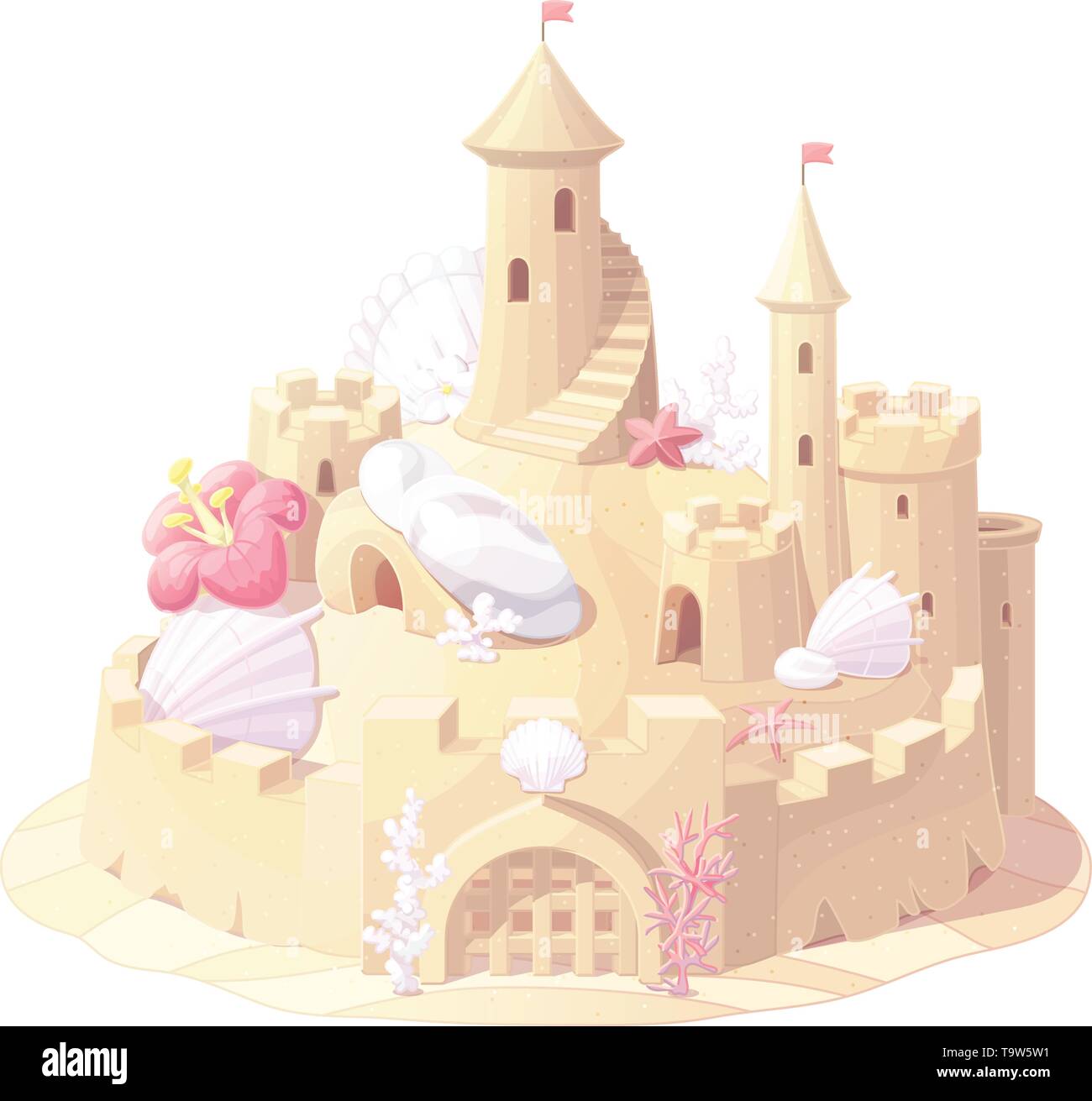 vector fantasy castle sand, sandcastle fort sculpture Stock Vector ...
