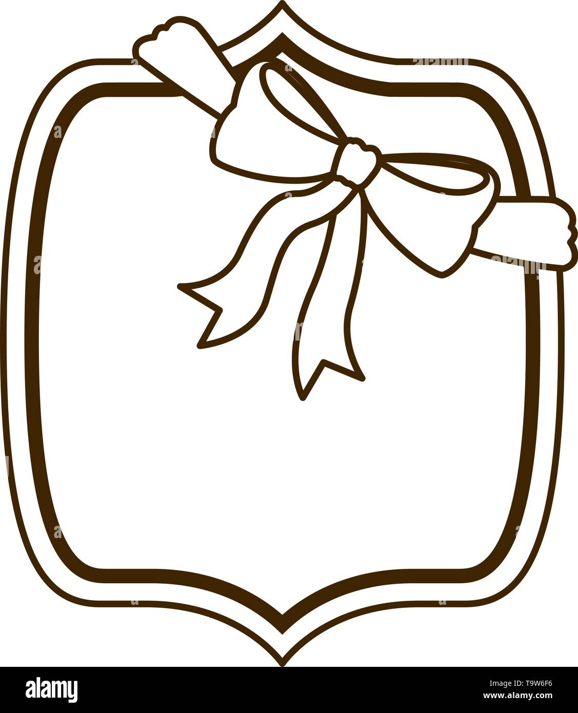 silhouette of frame with ribbon in white background Stock Vector Image ...