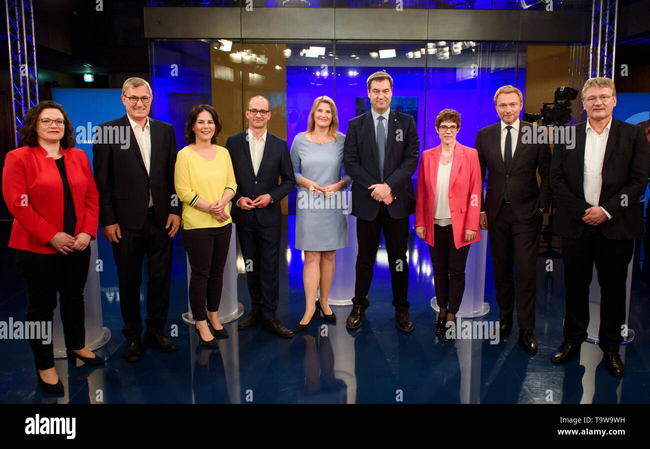 20 May 2019, Berlin: Andrea Nahles (l-r), Federal Chairwoman of the SPD ...
