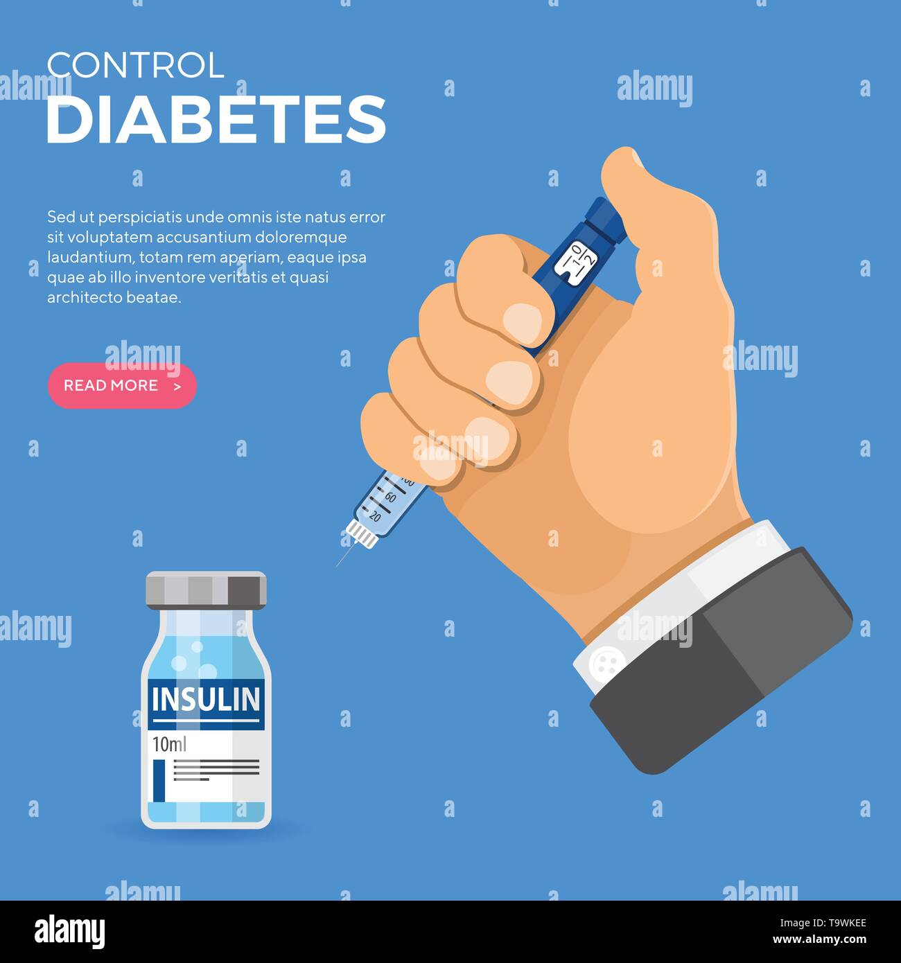 Diabetes Concept with Insulin Pen Injection Stock Vector Image & Art ...