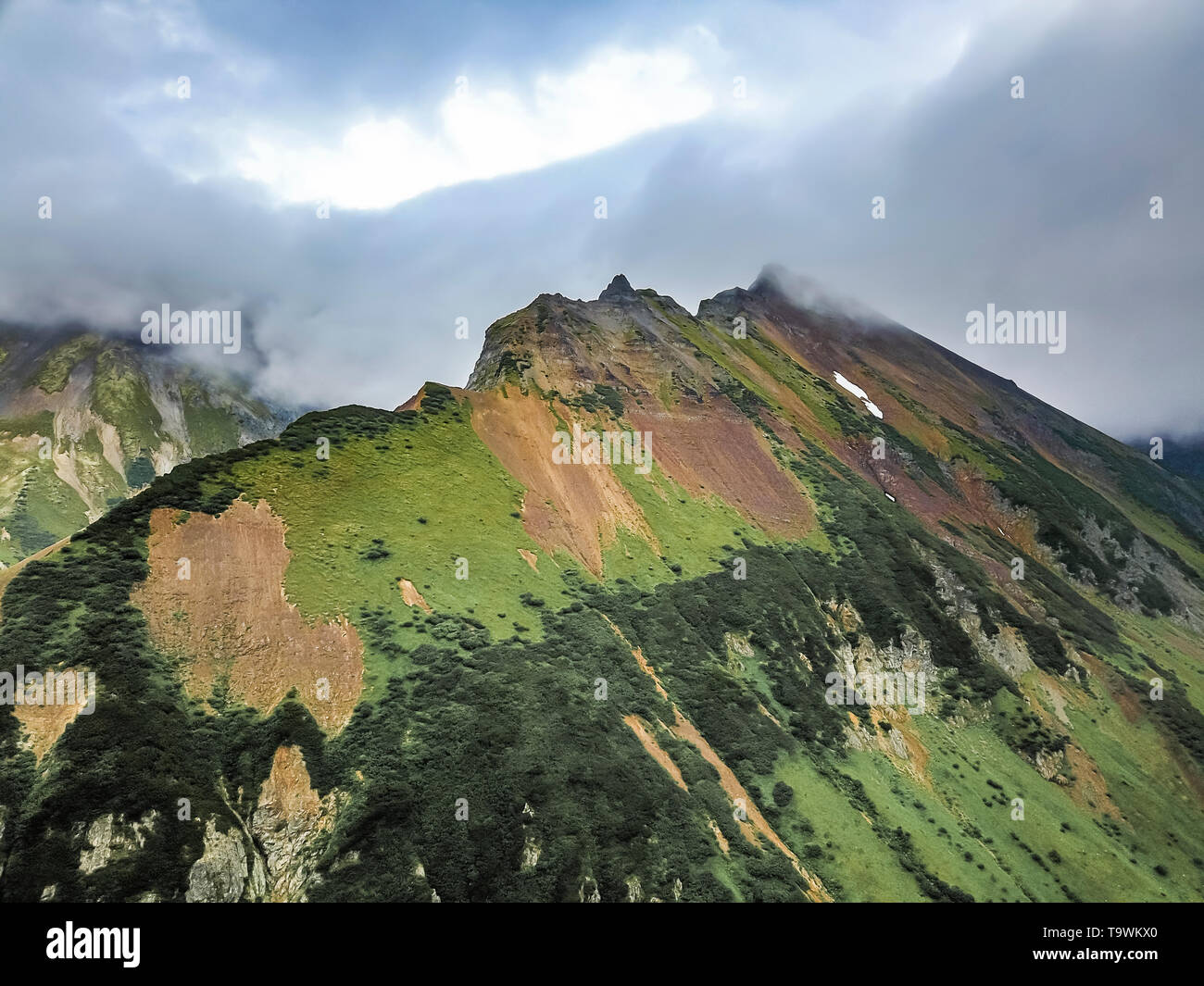 landscape with green plains on Kamchatka peninsula, Russia Stock Photo ...