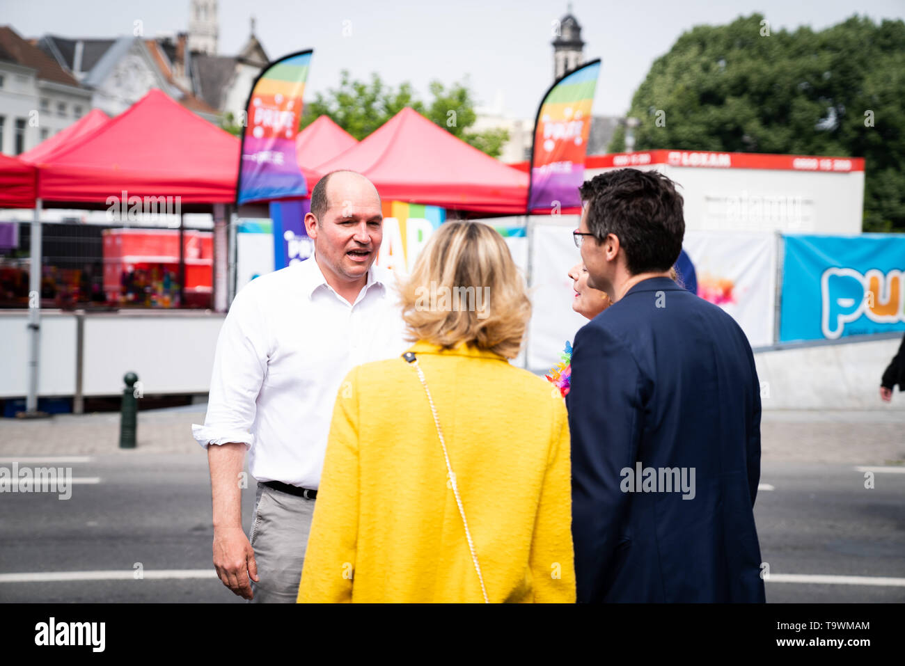 The Mayor of Brussels, Philippe Close, being interviewed at Brussels ...