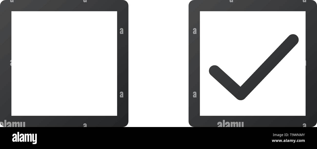 Illustration of check mark icon in square and blank box, vector ...