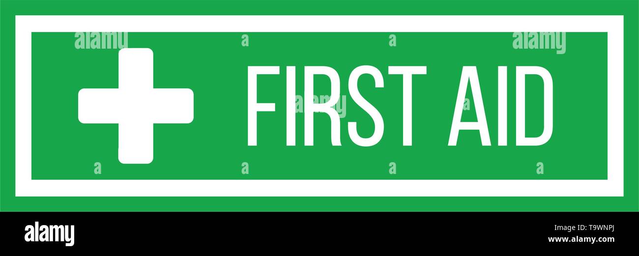 Green First Aid sign in square. flat vector icon for apps, website ...