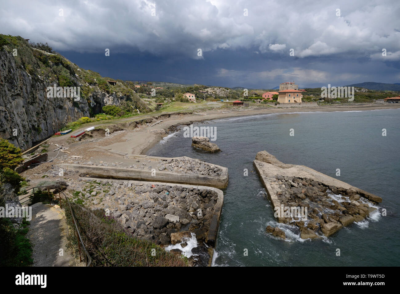 remains of the Roman port of the ancient Cosa town, near Ansedonia ...