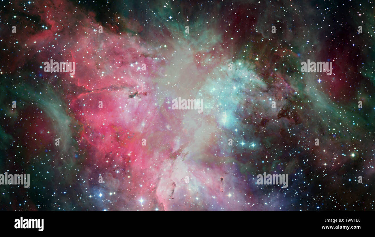 Abstract bright colorful universe. Nebula night starry sky in rainbow ...