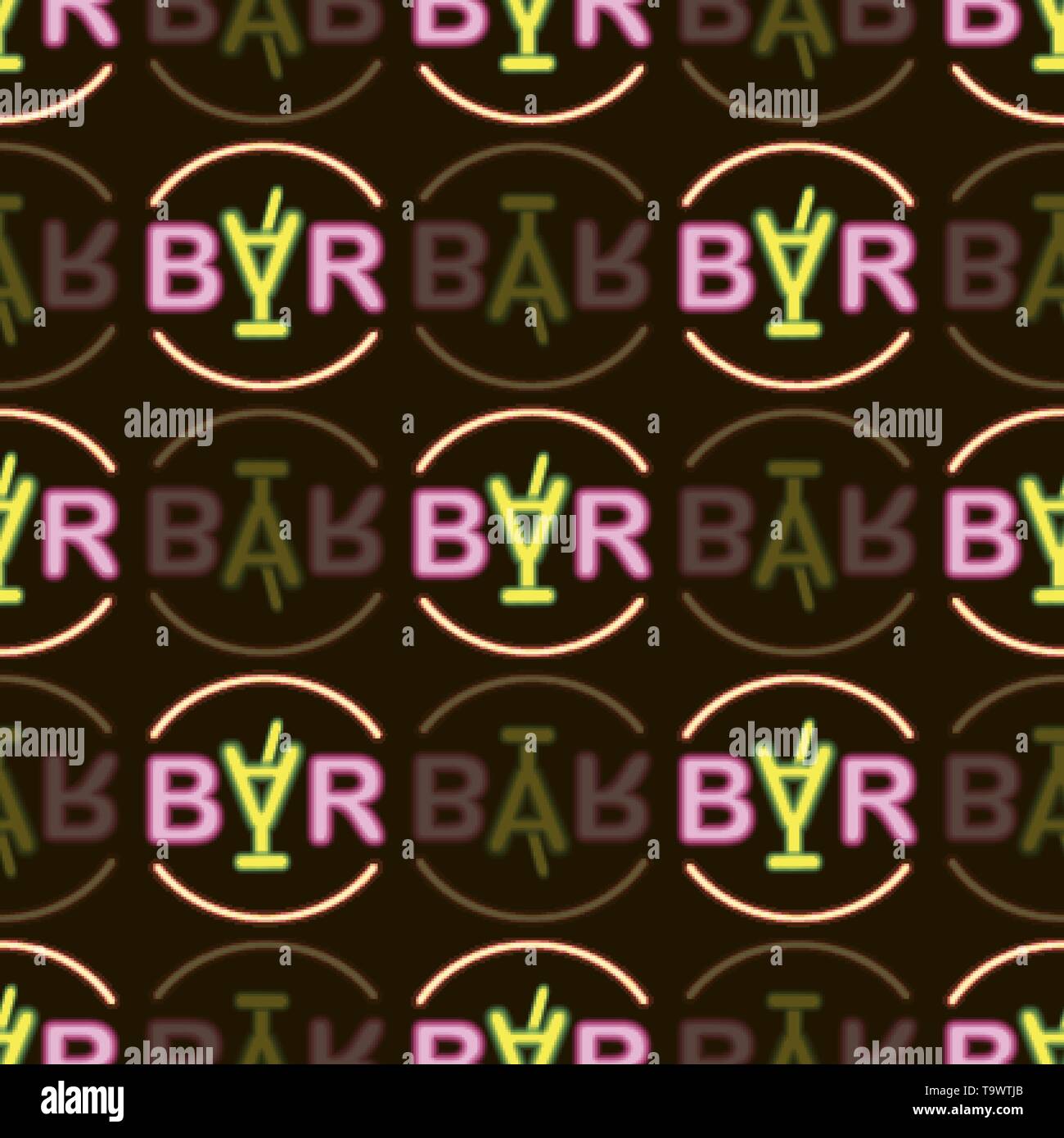 Vector abstract neon bright text bar on black background Seamless ...