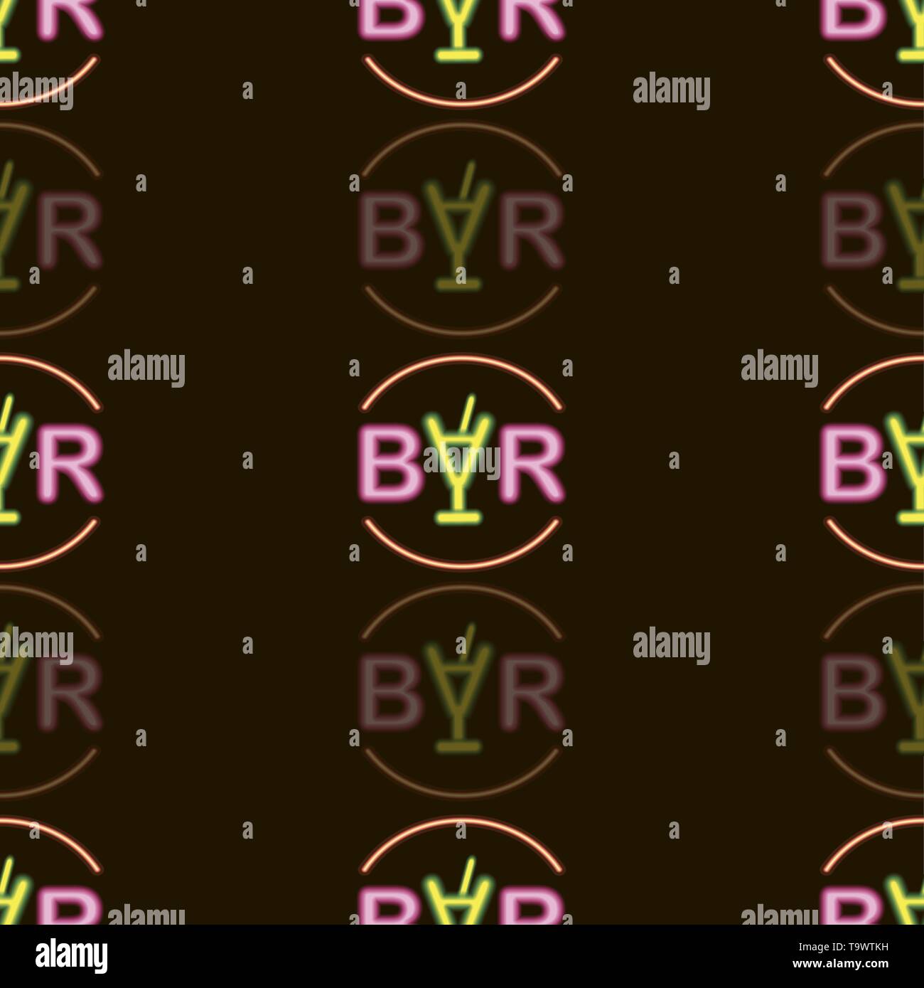 vertical neon bright text bar on black background Seamless pattern ...