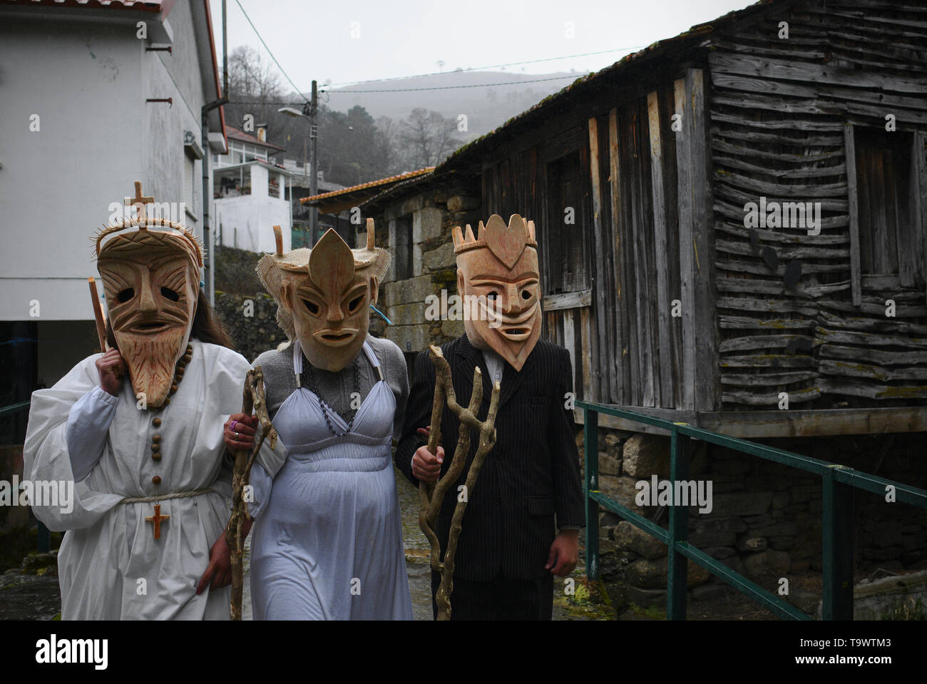 The traditional Entrudo (Carnival) of Lazarim, where on Tuesday people ...