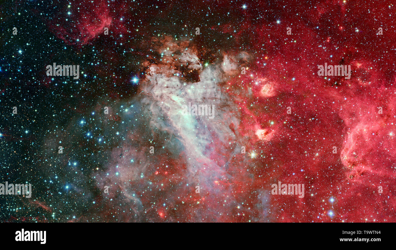 Abstract bright colorful universe. Nebula night starry sky in rainbow ...