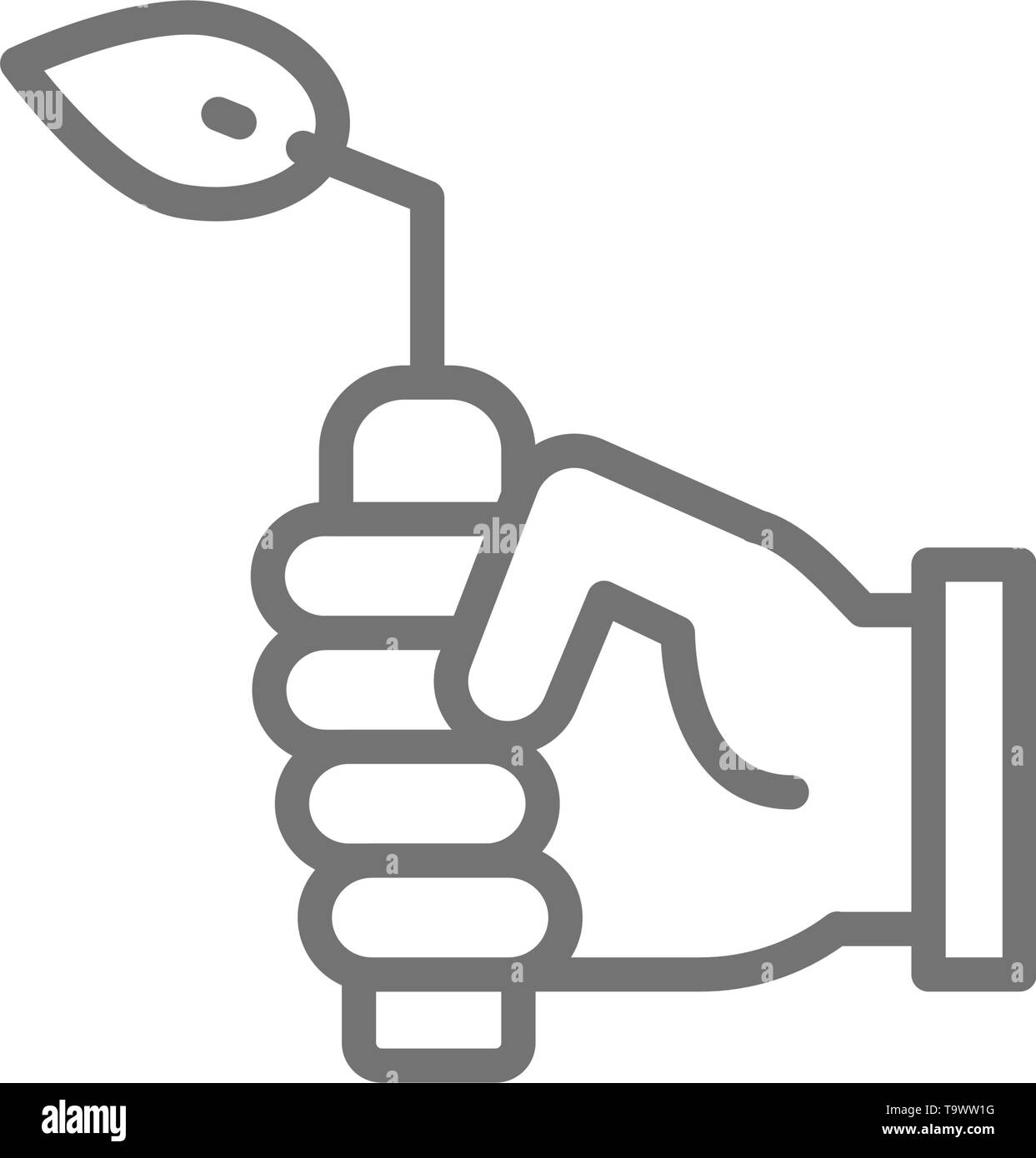 Hand with blow torch, device for gas welding works line icon Stock ...