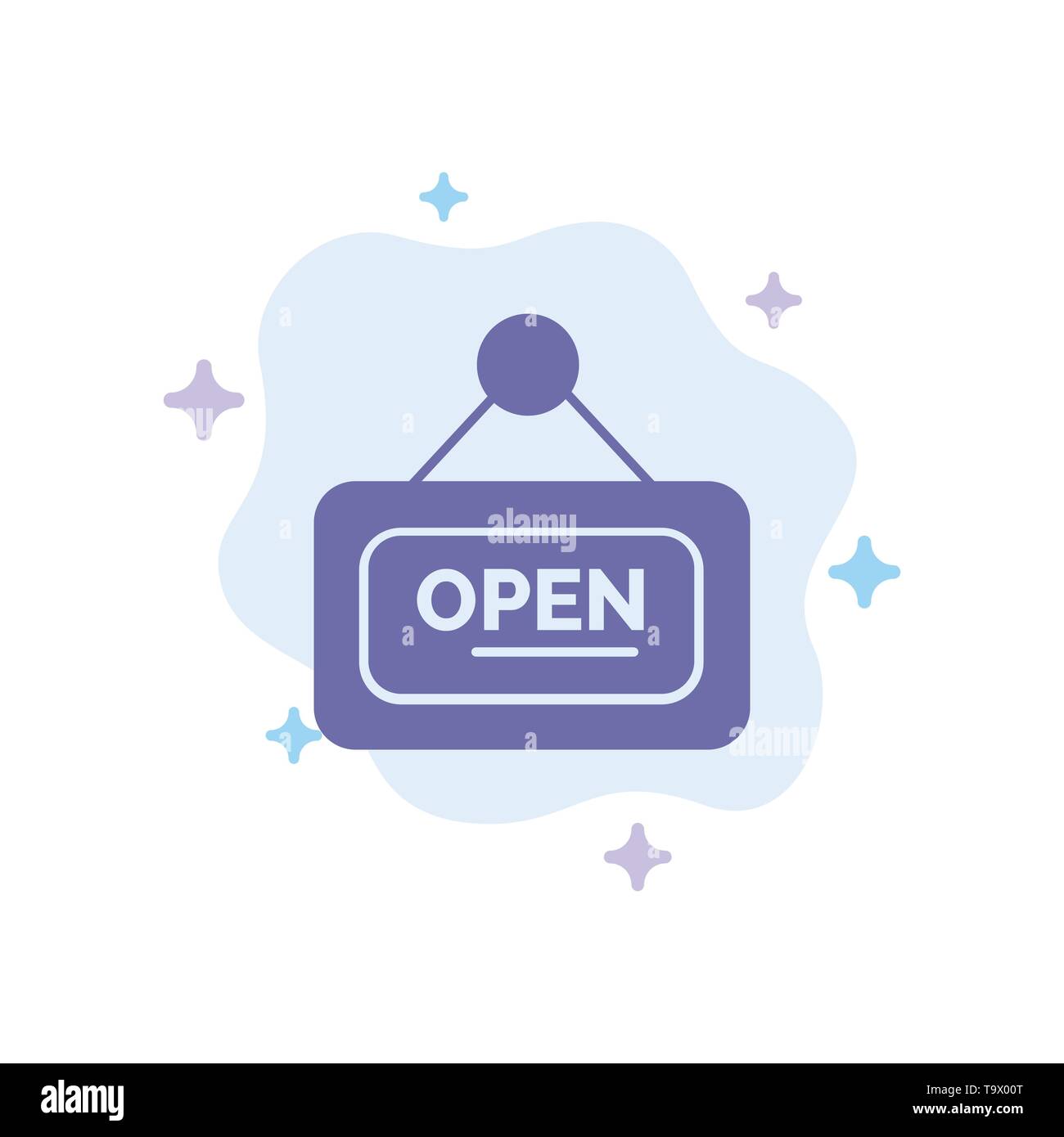 Blue white open sign hanging Cut Out Stock Images & Pictures - Alamy