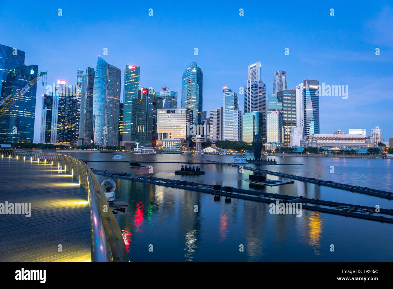 Singapore - January 2019: Singapore skyline Marina Bay Sans area ...