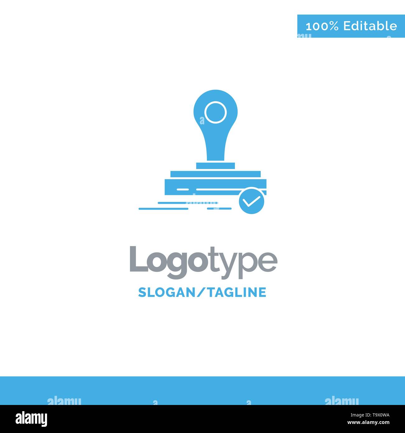 Stamp, Clone, Press, Logo Blue Solid Logo Template. Place for Tagline ...