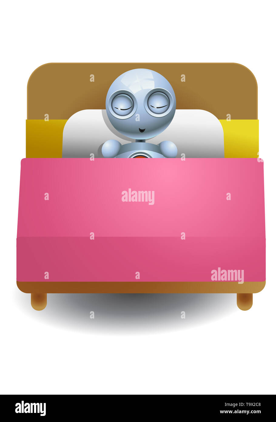 illustration of a little robot sleep tight on isolated white background ...
