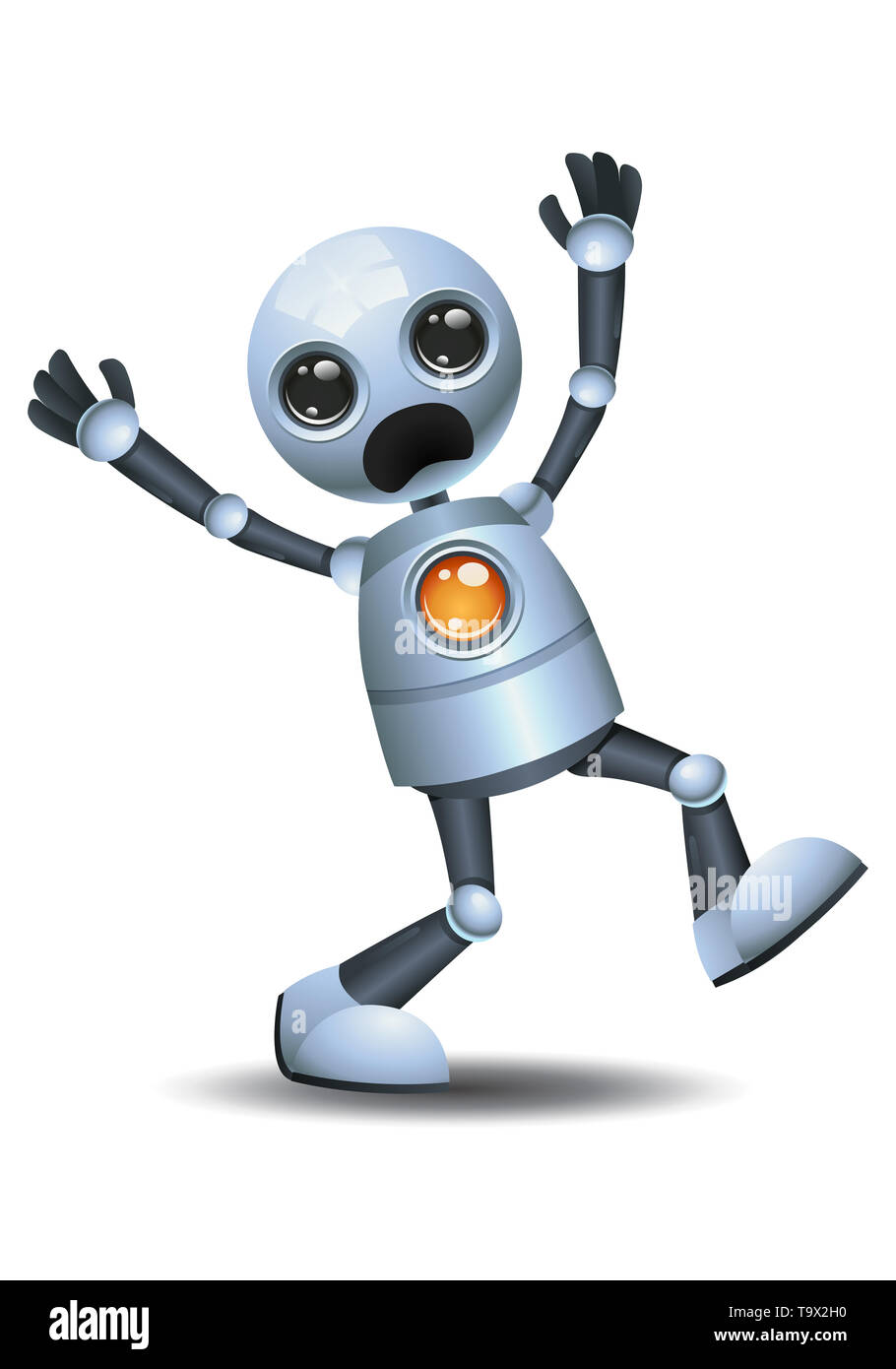 illustration of a little robot screaming out loud on isolated white ...