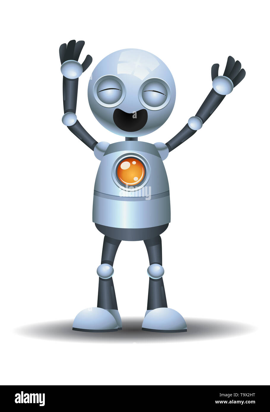 illustration of a little robot laughing out loud on isolated white ...