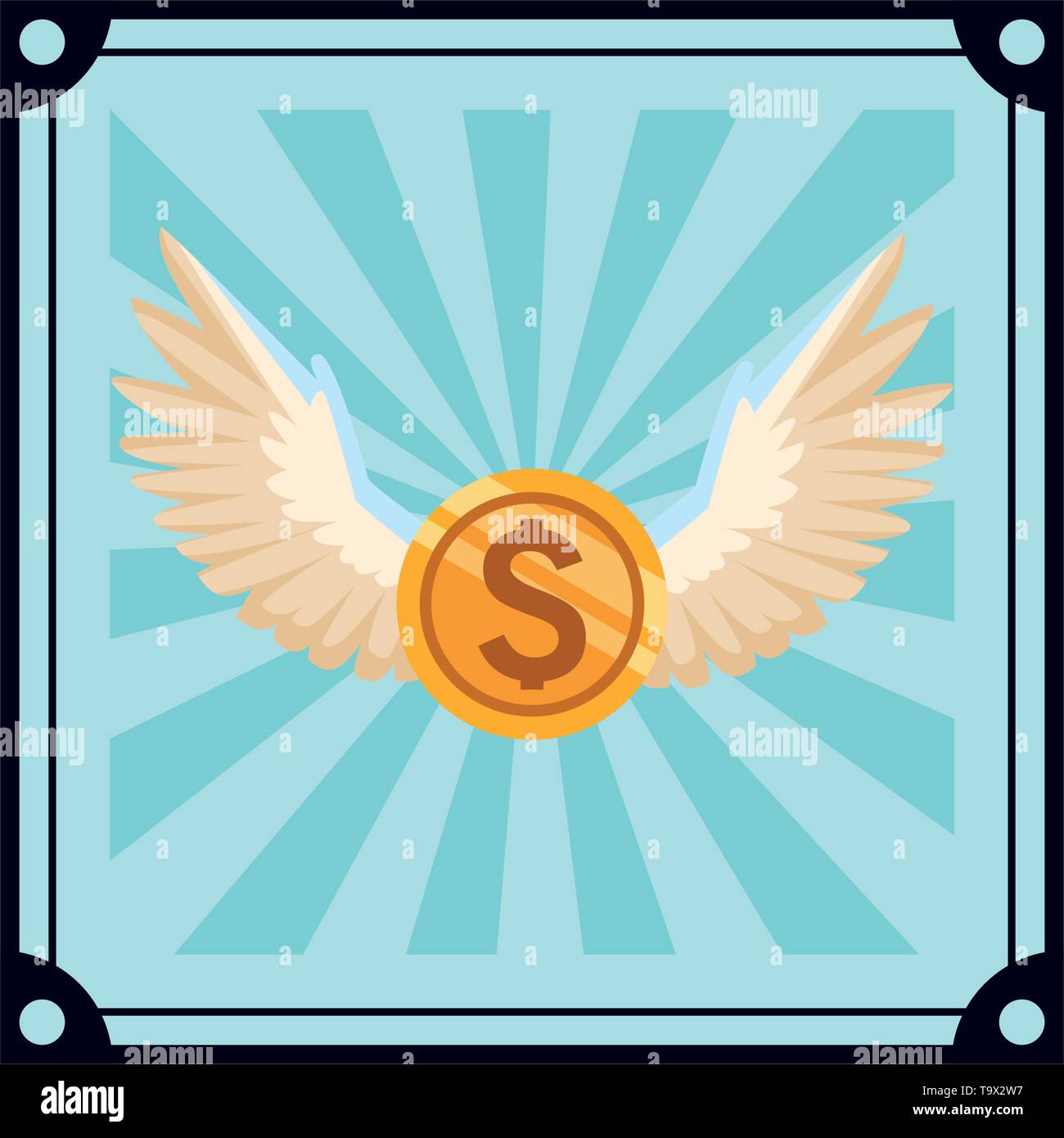 coin with wings on vintage striped frame Stock Vector Image & Art - Alamy