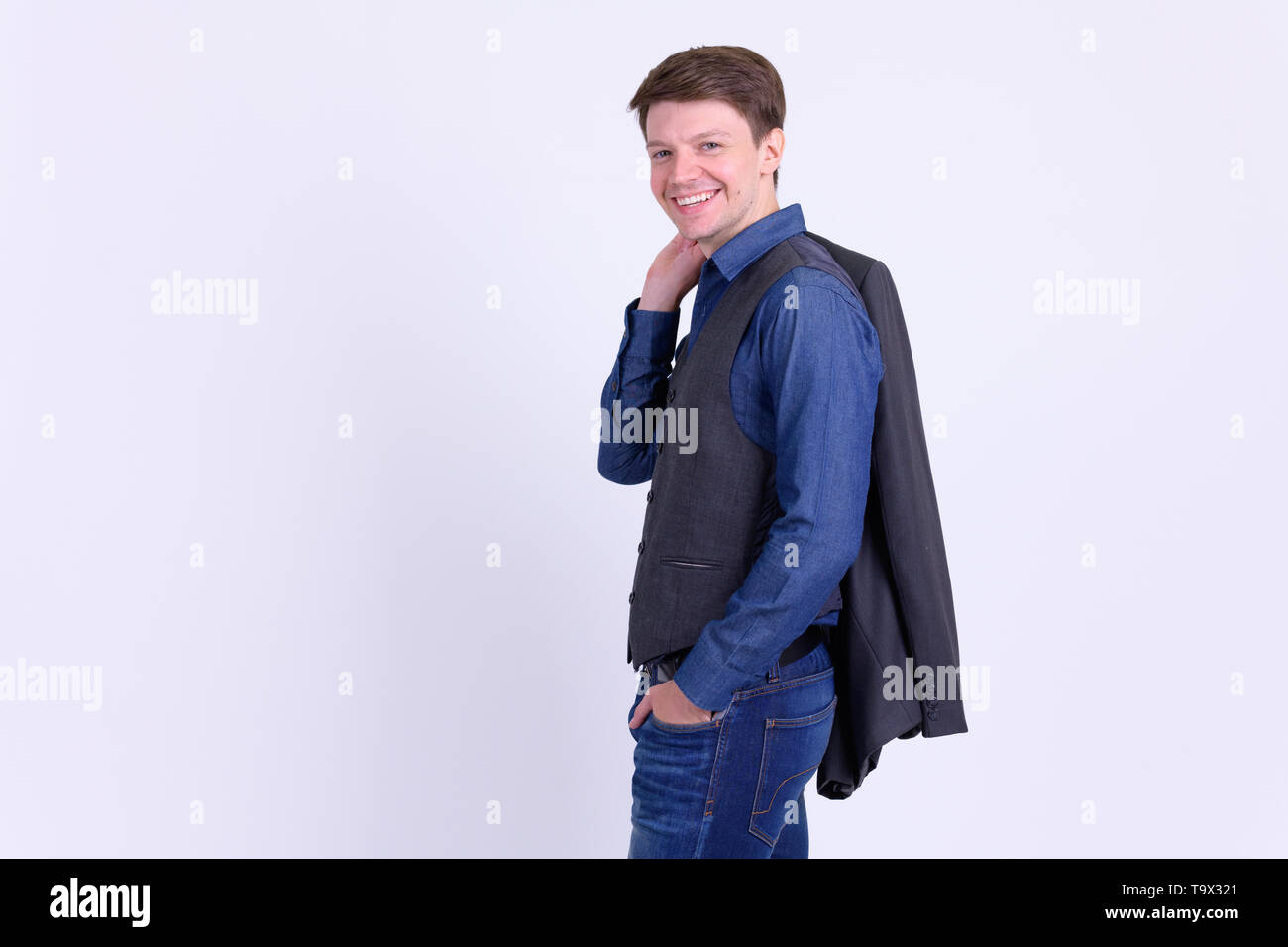 Businessman carrying jacket over shoulder hi-res stock photography and ...