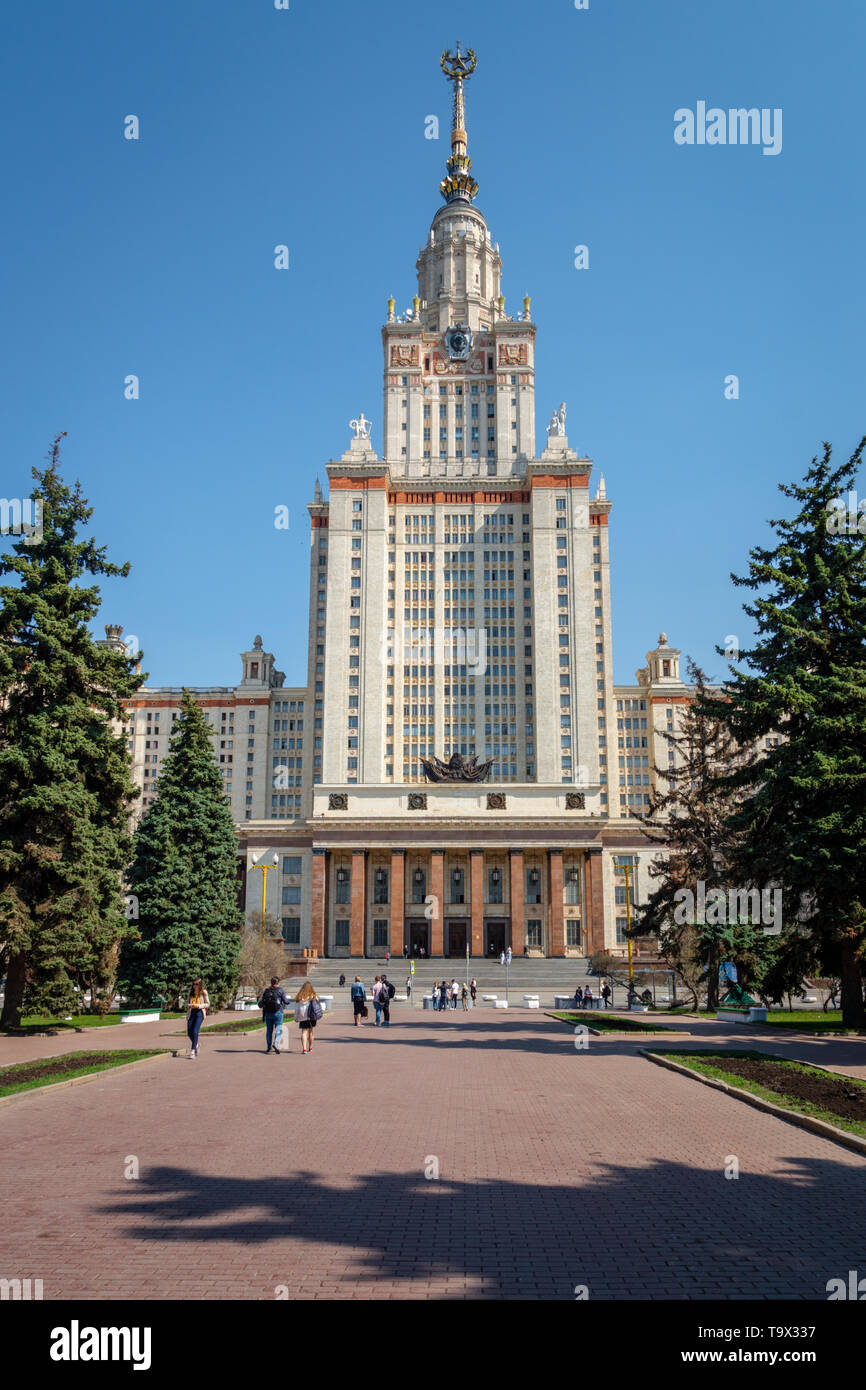 Moscow, Russia - April 2019: Main building of Moscow State University ...