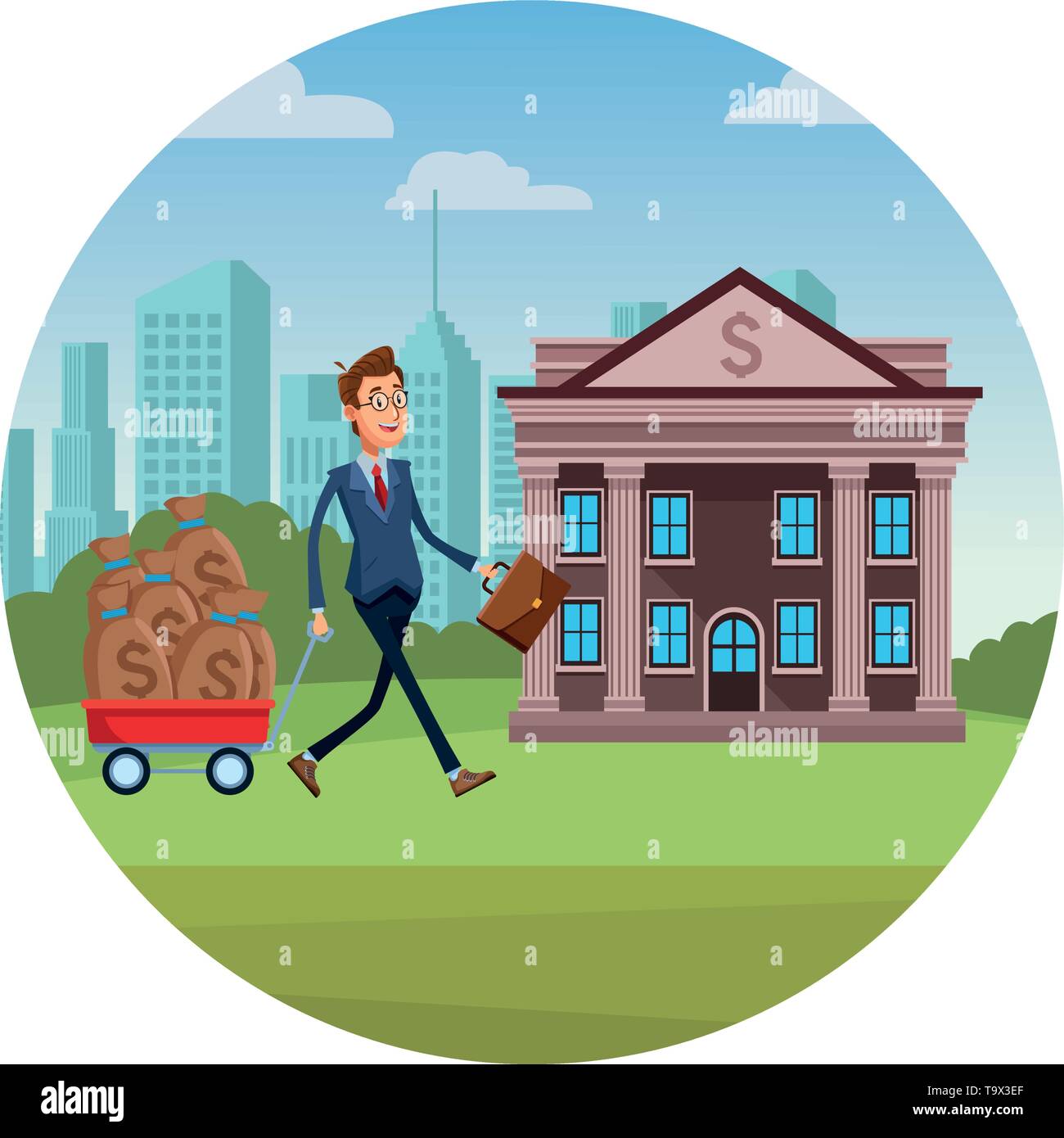 businessman pulling a wagon Stock Vector Image & Art - Alamy