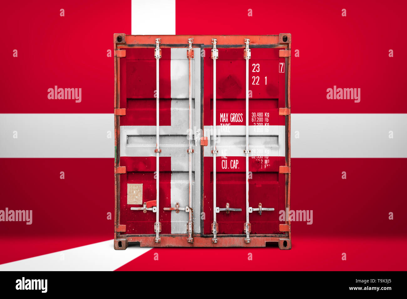 The concept of Denmark export-import, container transporting and ...