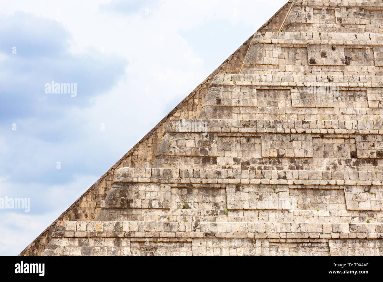 Mayan Temple - close up of the side of the Temple of Kukulcan, or El Castillo, (the Castle ...