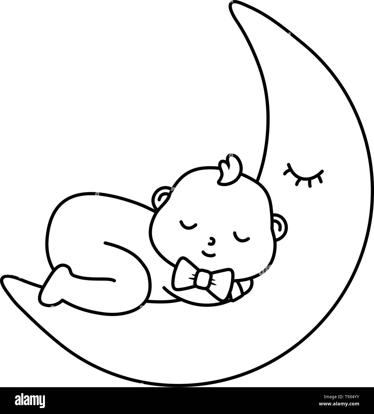 baby sleeping on the moon icon cartoon vector illustration graphic ...