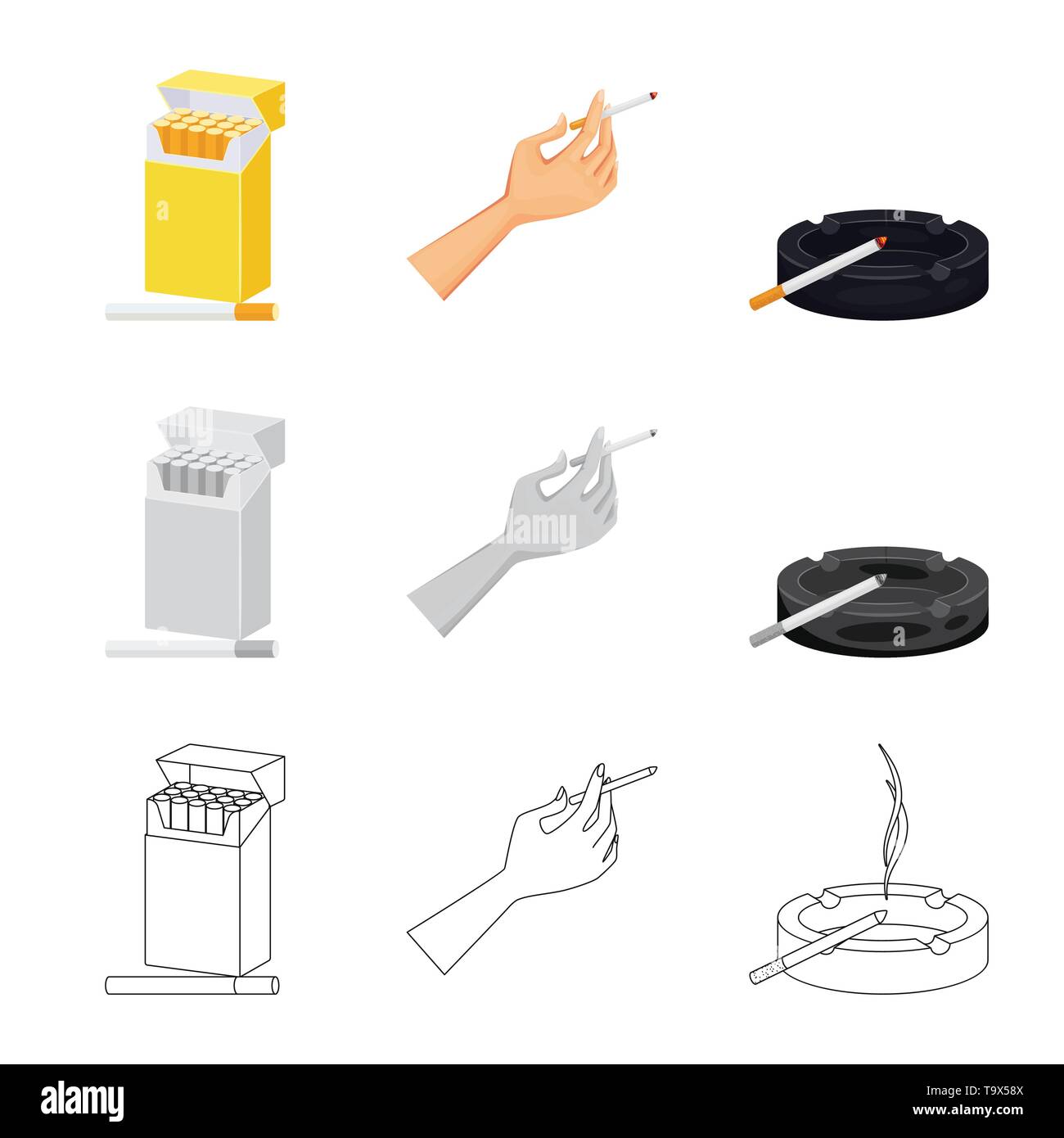 Vector illustration of refuse and stop icon. Set of refuse and habit ...