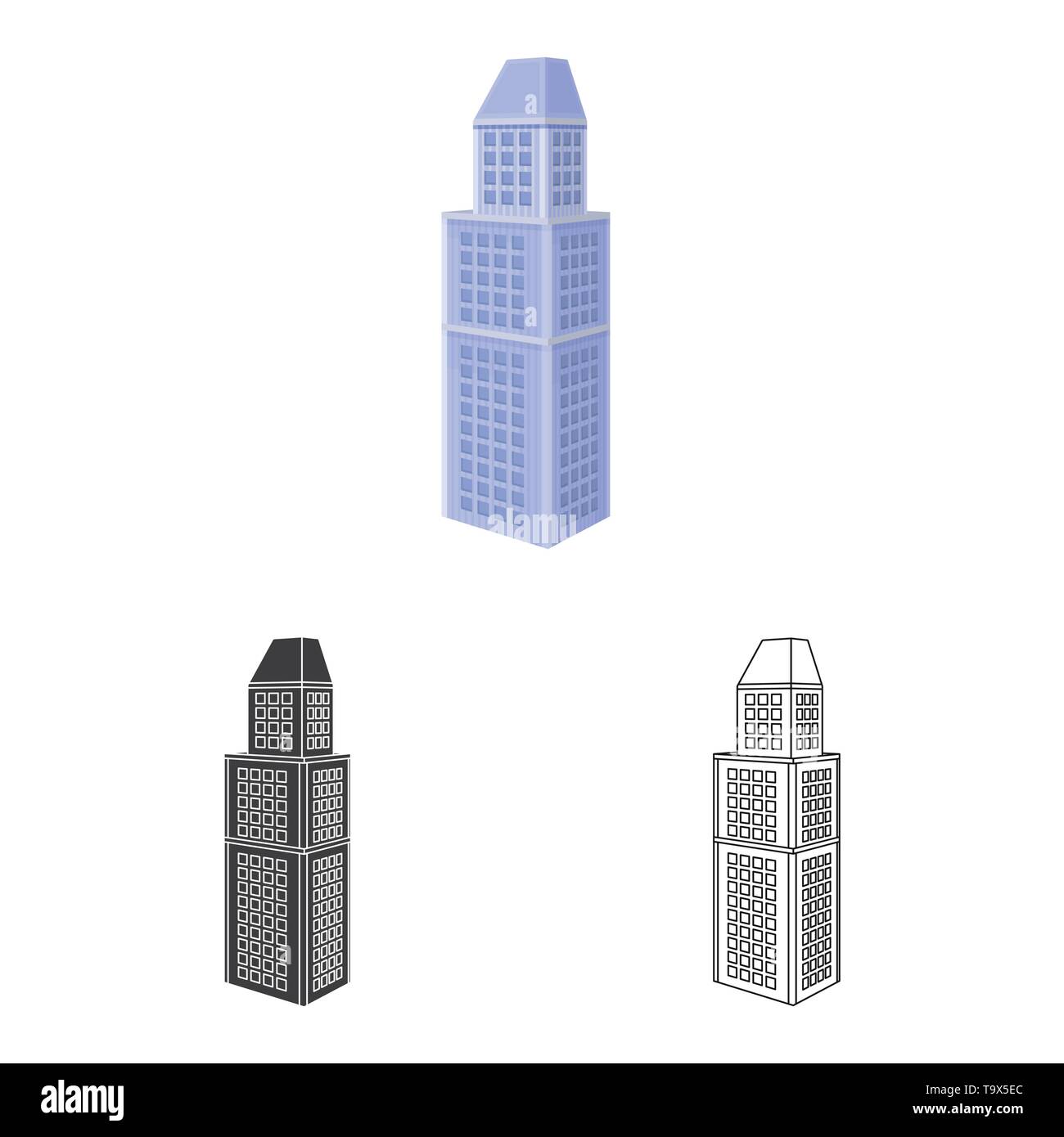 Vector design of skyscraper and office sign. Set of skyscraper and ...