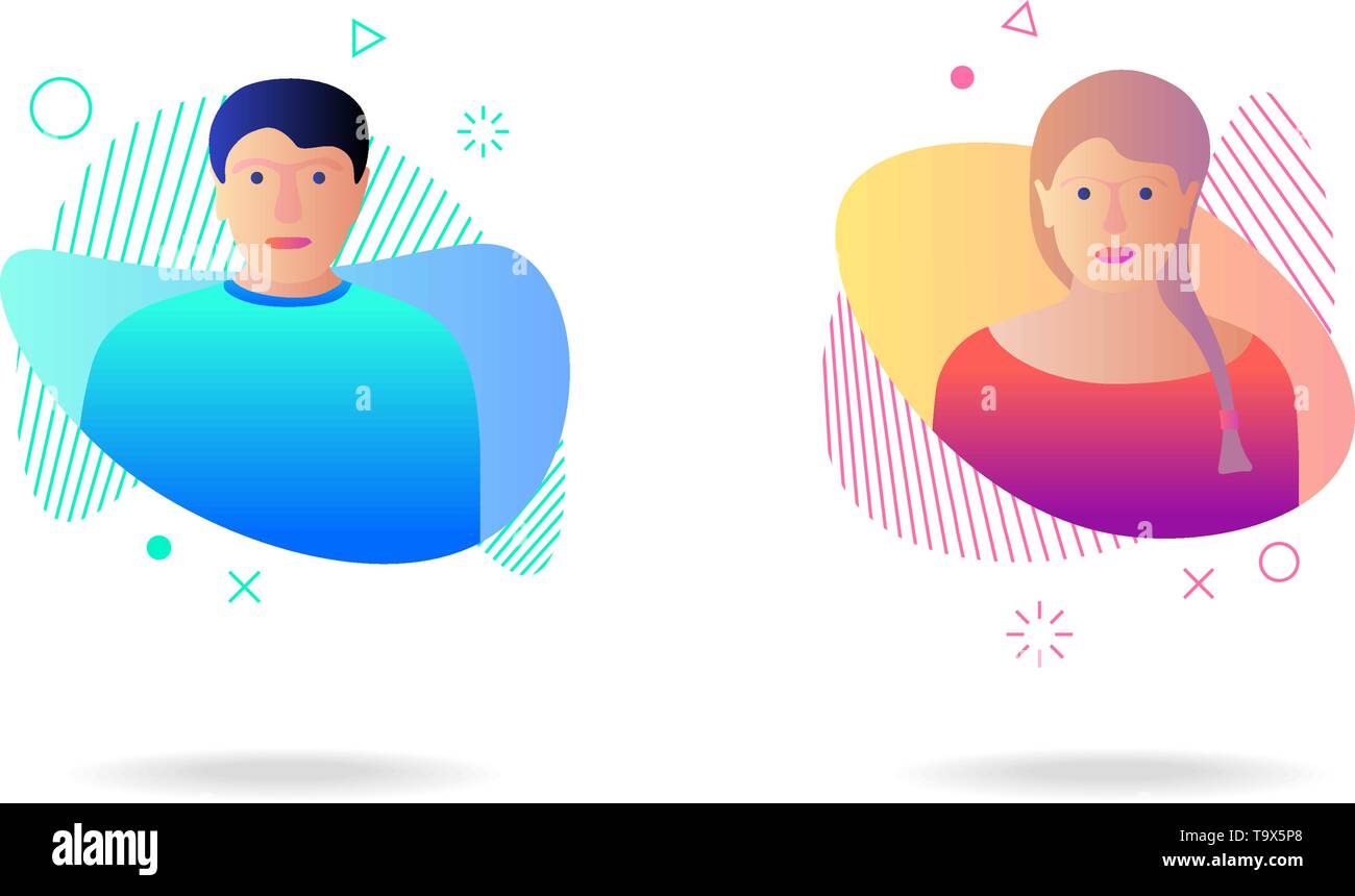 Simple avatar collection flat cartoon hi-res stock photography and ...