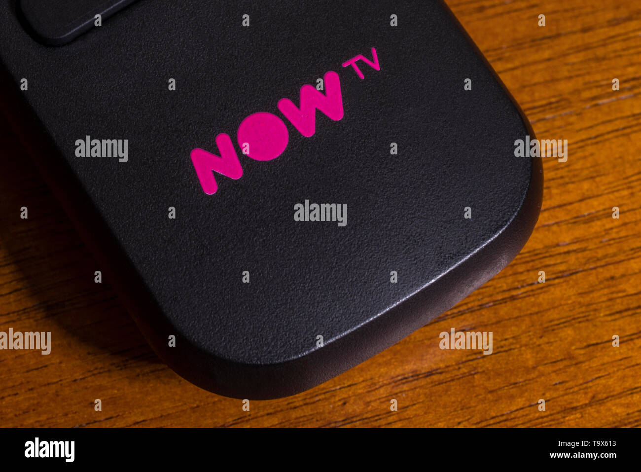 London, UK - May 14th 2019: A close-up of the NOW TV logo pictured on a ...