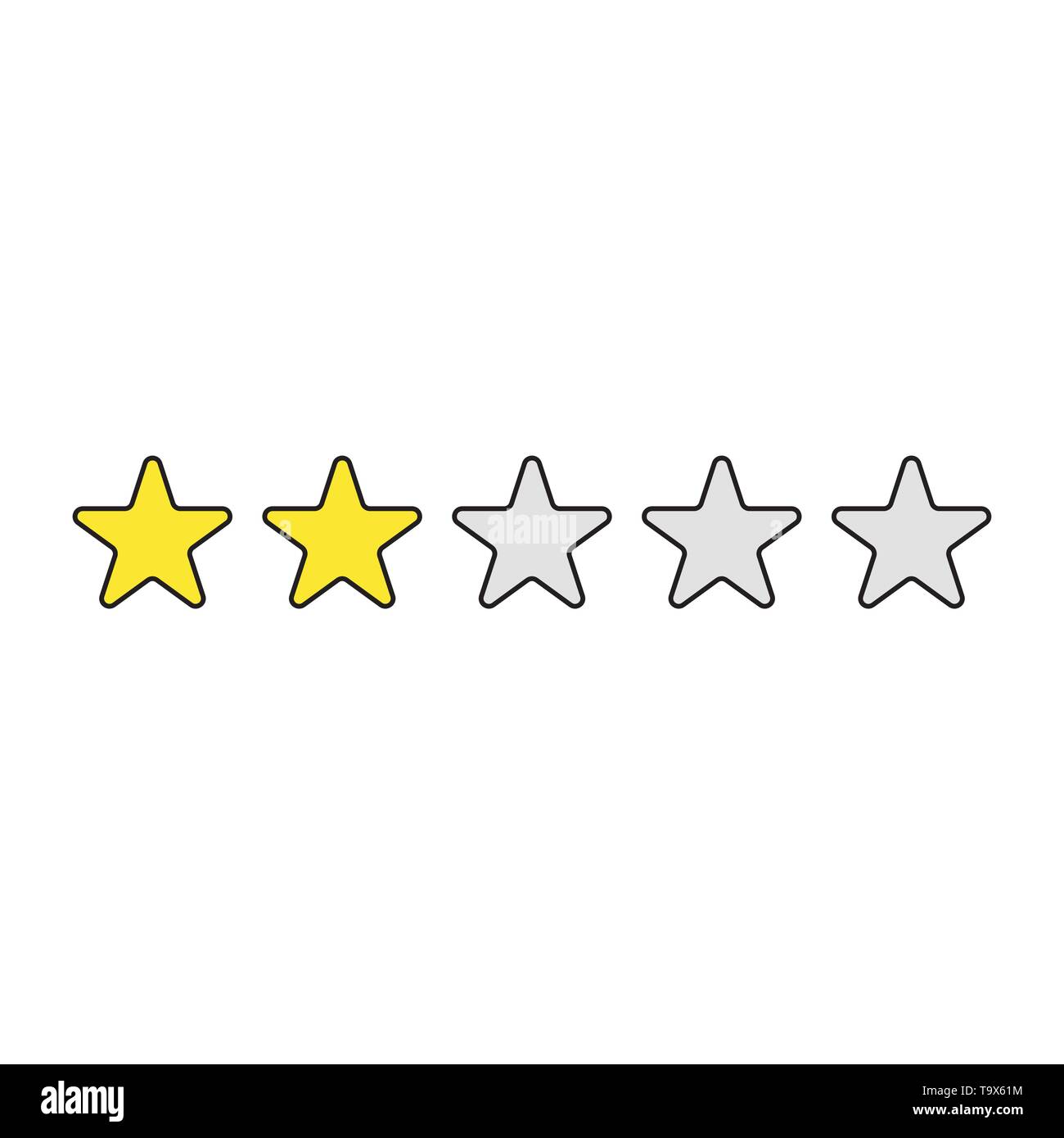 Vector icon concept of two yellow stars. Black outlines and colored ...