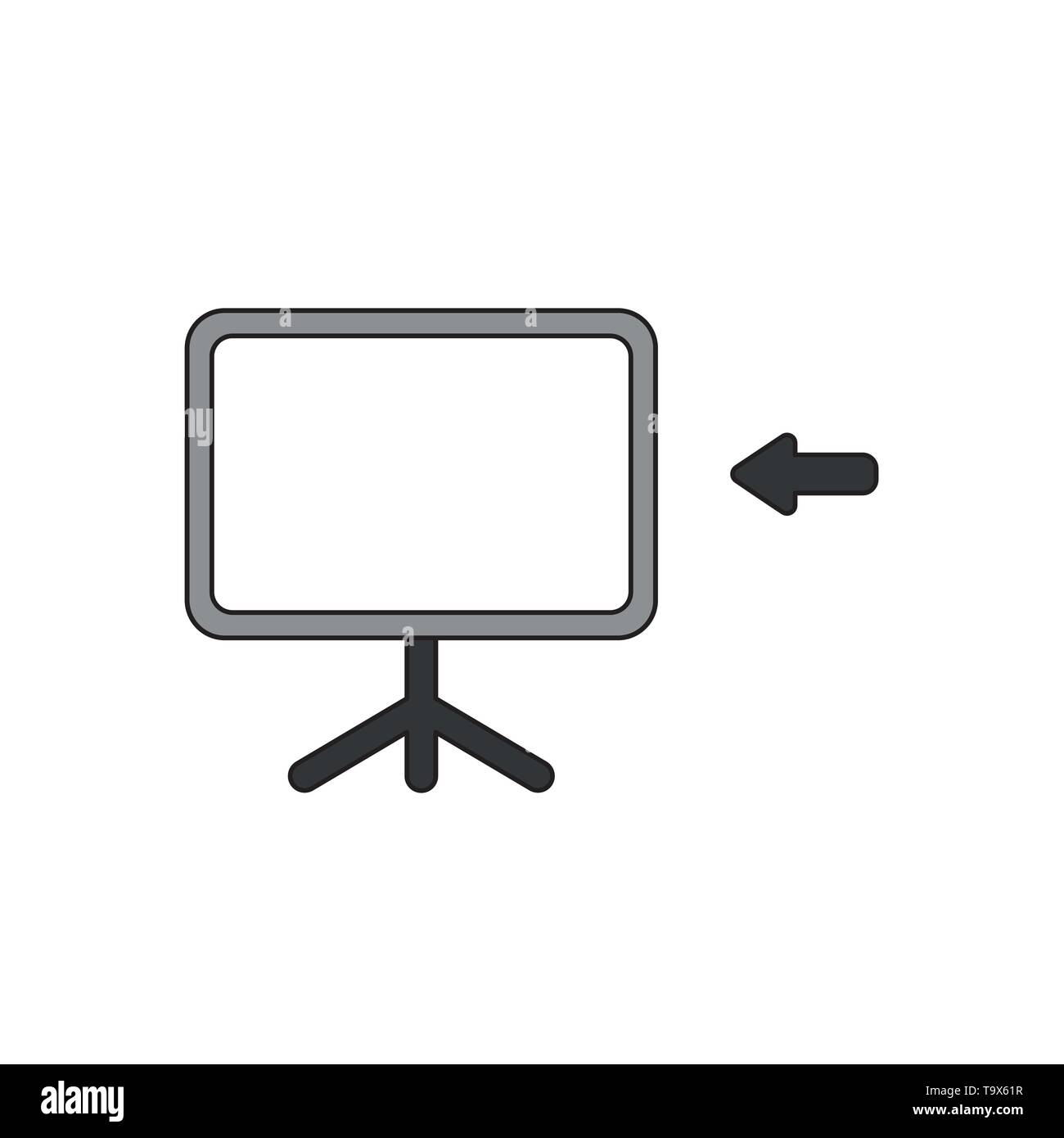 Vector icon concept of blank presentation chart with arrow. Black ...