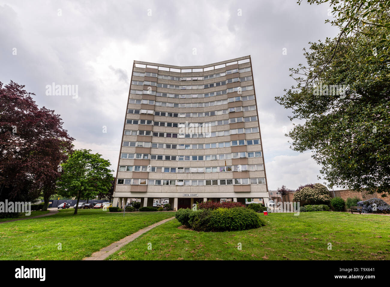Cecil Court tower block, block of flats high rise in Jones Close ...